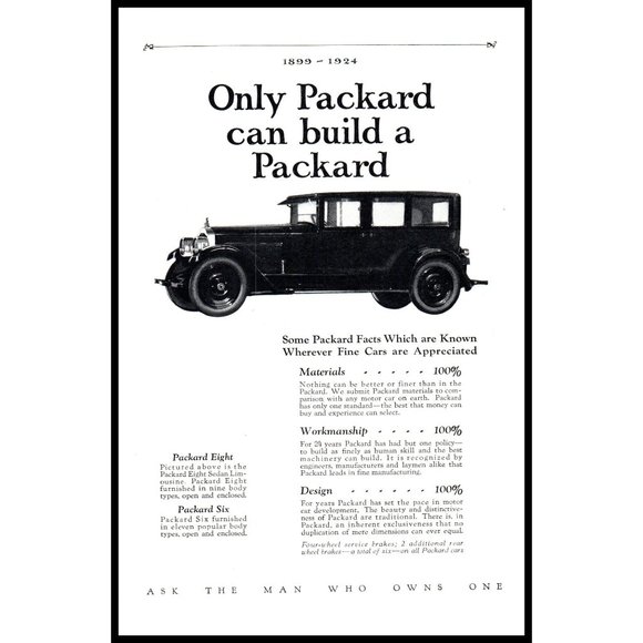 Packard | Art | 924 Packard Sedan 25th Anniversary Vintage Print Ad ...